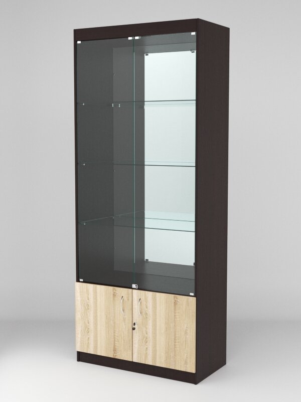 Витрина для бутылок "афродита" №1-6 (закрытая, задняя стенка - зеркало), Дуб Венге-Дуб Сонома