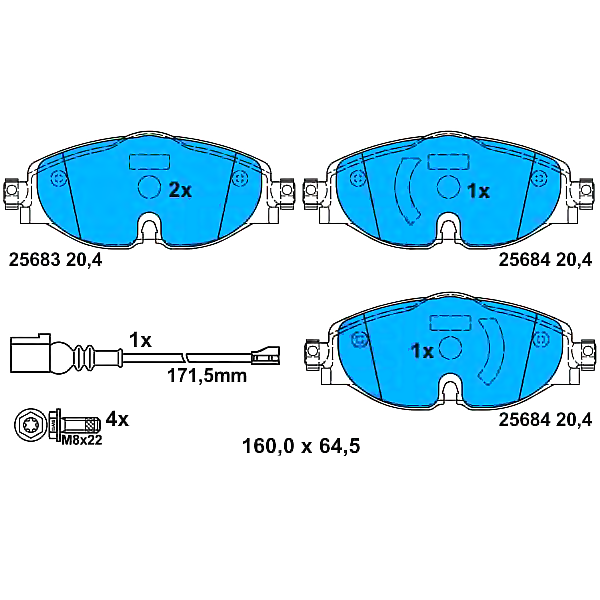ATE 13.0460-2785.2 (5Q0698151 / 5Q0698151B / 5Q0698151D) колодки тормозные дисковые передн, audi: a3 12- seat: leon 12-
