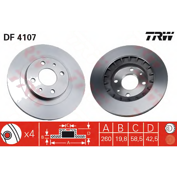 TRW DF4107 (0986479346 / 0986479980 / 0986479R74) диск торм. пер. 2110 kalina priora