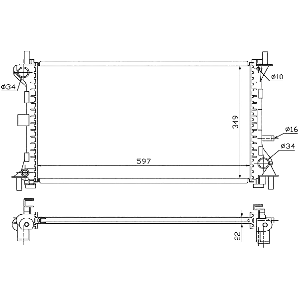 STELLOX 10-25129-SX (1025129_SX / 1061180 / 1093711) радиатор системы охлаждения с ac\ Ford (Форд) Focus (Фокус) 1.4-1.8