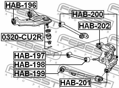 Сайлентблок задней цапфы подвески, HAB202 FEBEST HAB-202