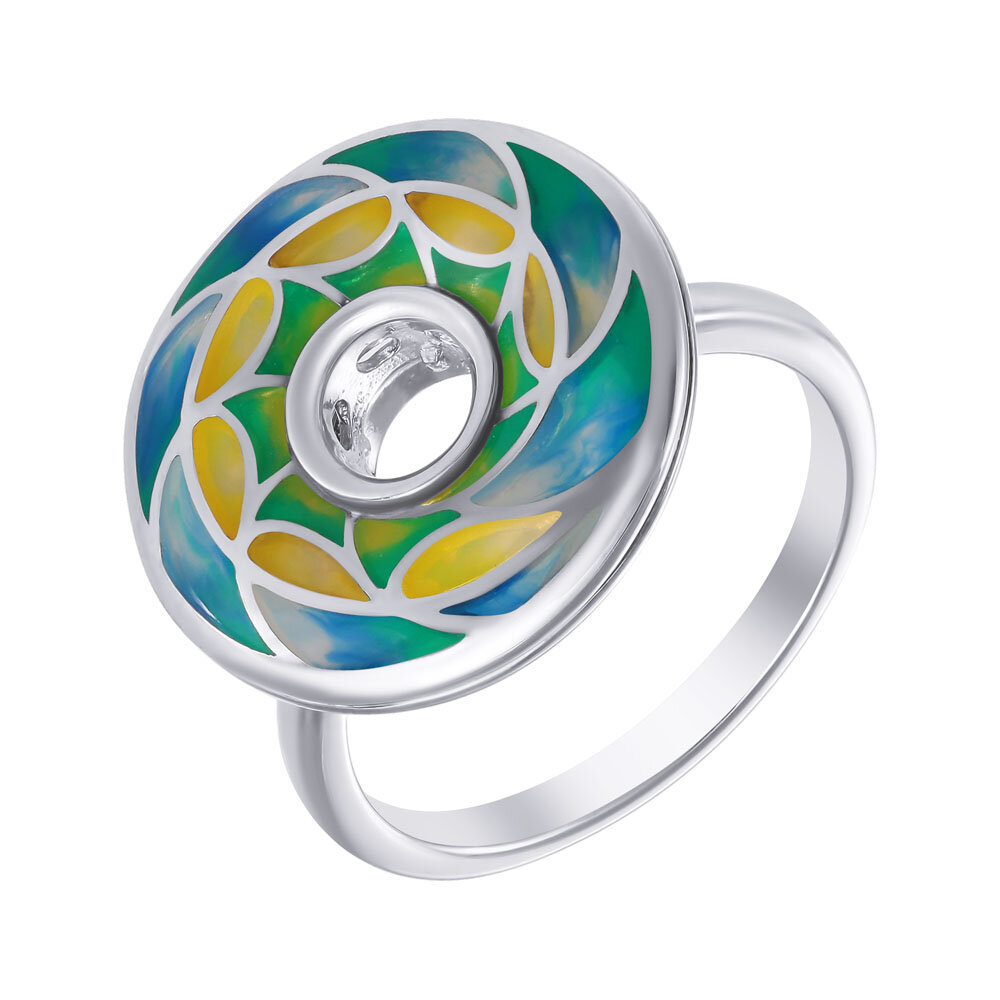 Кольцо, серебро, 925 проба, эмаль