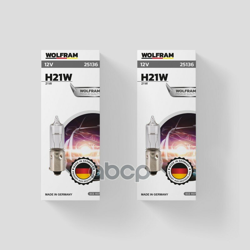 Лампа 12V H21 21W BAY9s WOLFRAM LENS LIGHT 1 шт. картон 25136 WOLFRAM арт. 25136