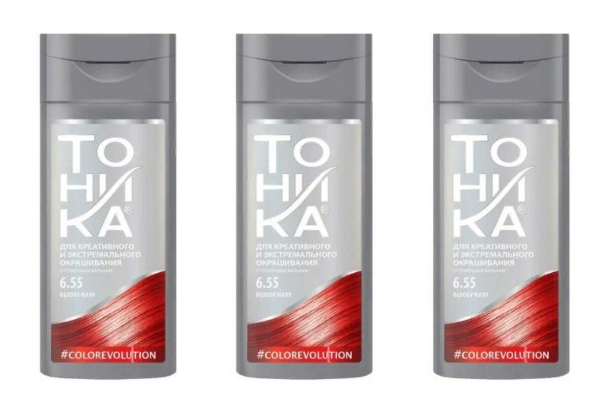 Бальзам для волос Тоника, ColoRevolution, Оттеночный 6.55, bloody Mary, 150 мл, 3 шт