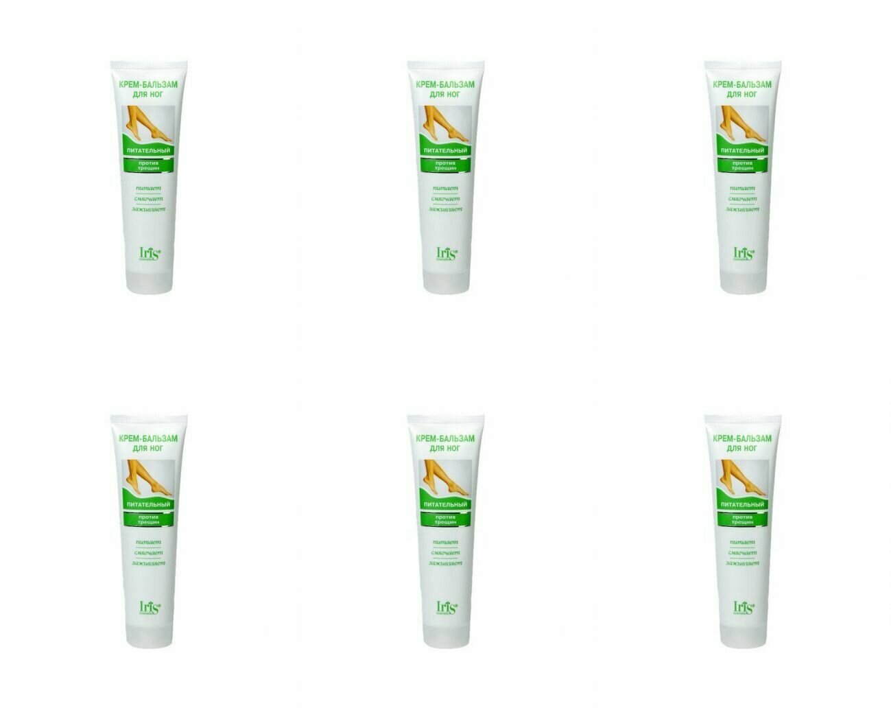 Iris Cosmetic Крем-бальзам для ног Питательный от трещин, 100 мл, 6шт