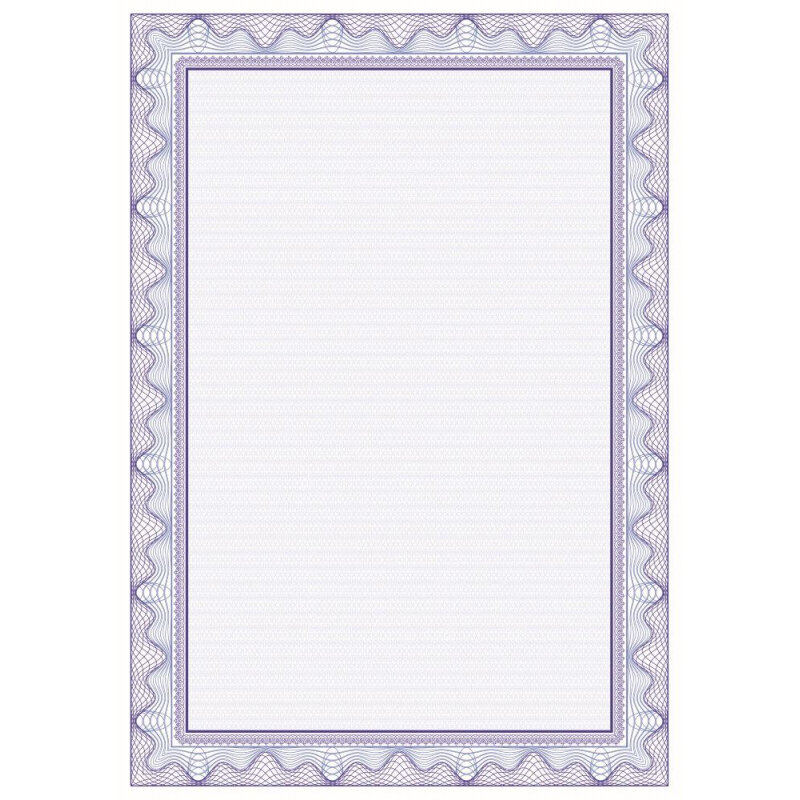 Сертификат-бумага Attache А4, фиолетовая рамка с водяными знаками, 50 шт./уп.