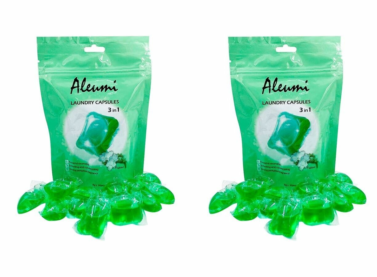 ALEUMI Капсулы для стирки 3 в 1, 1 камера 8 гр, Freesia, 30 шт/пакет, 2 уп