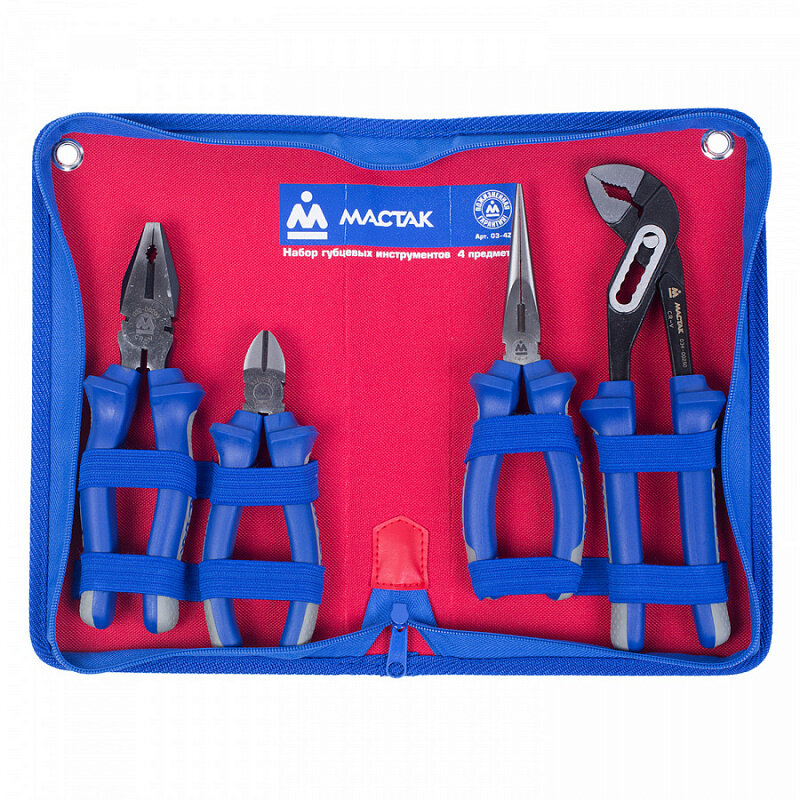Мастак Набор пассатижей и бокорезов, в футляре на молнии, 4 предмета