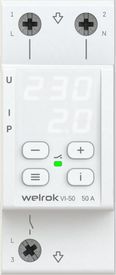 Реле напряжение с контролем тока Welrok VIP-50