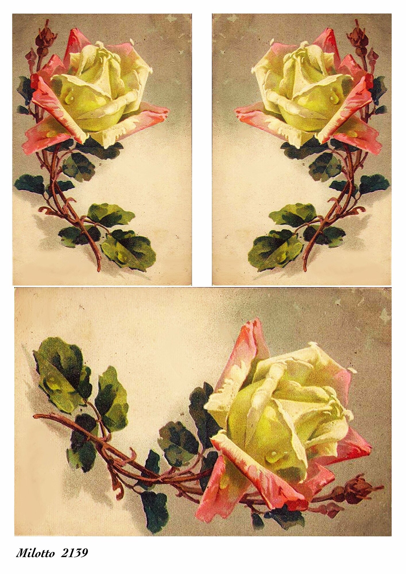 Декупажная карта А4 рисовая бумага цветы розы 2139