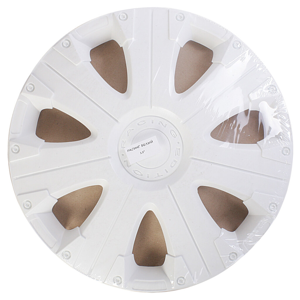 Колпак колеса R-15 белый расинг комплект 4шт.