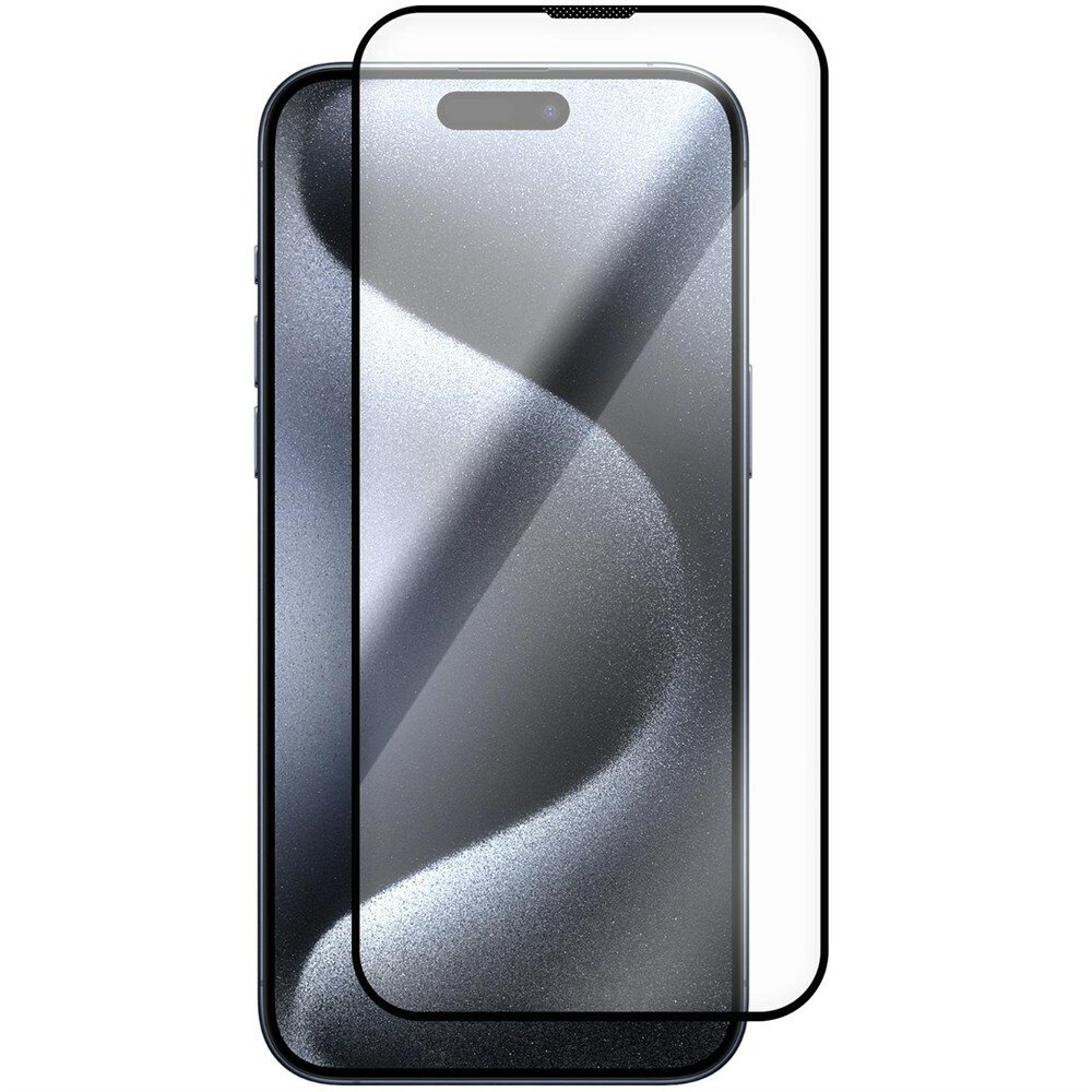 Стекло защитное Full Glue Premium Krutoff для iPhone 15 Pro Max черное
