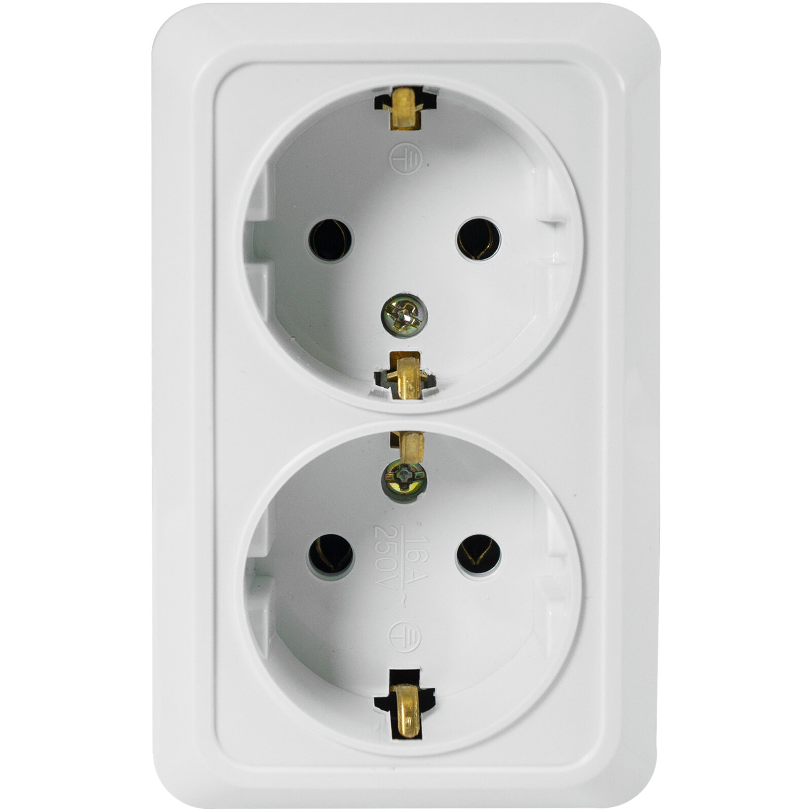 Розетка двойная с заземлением, открытого монтажа, Jilion(Джилион) белый