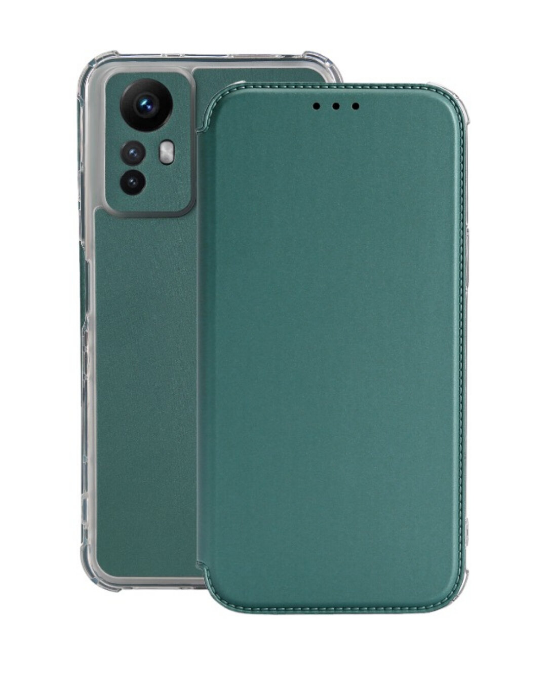 Чехол книжка на Xiaomi Redmi Note 12S 4G темно-зеленый