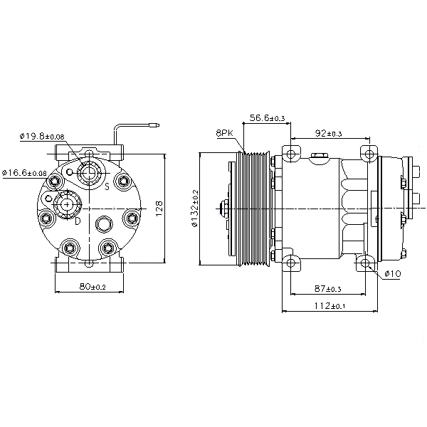 NISSENS 89065 (11104251 / 11412631 / 15082727) компрессор кондиционера 24v d132 8пазов\ Volvo (Вольво) fm / fh12 / 13
