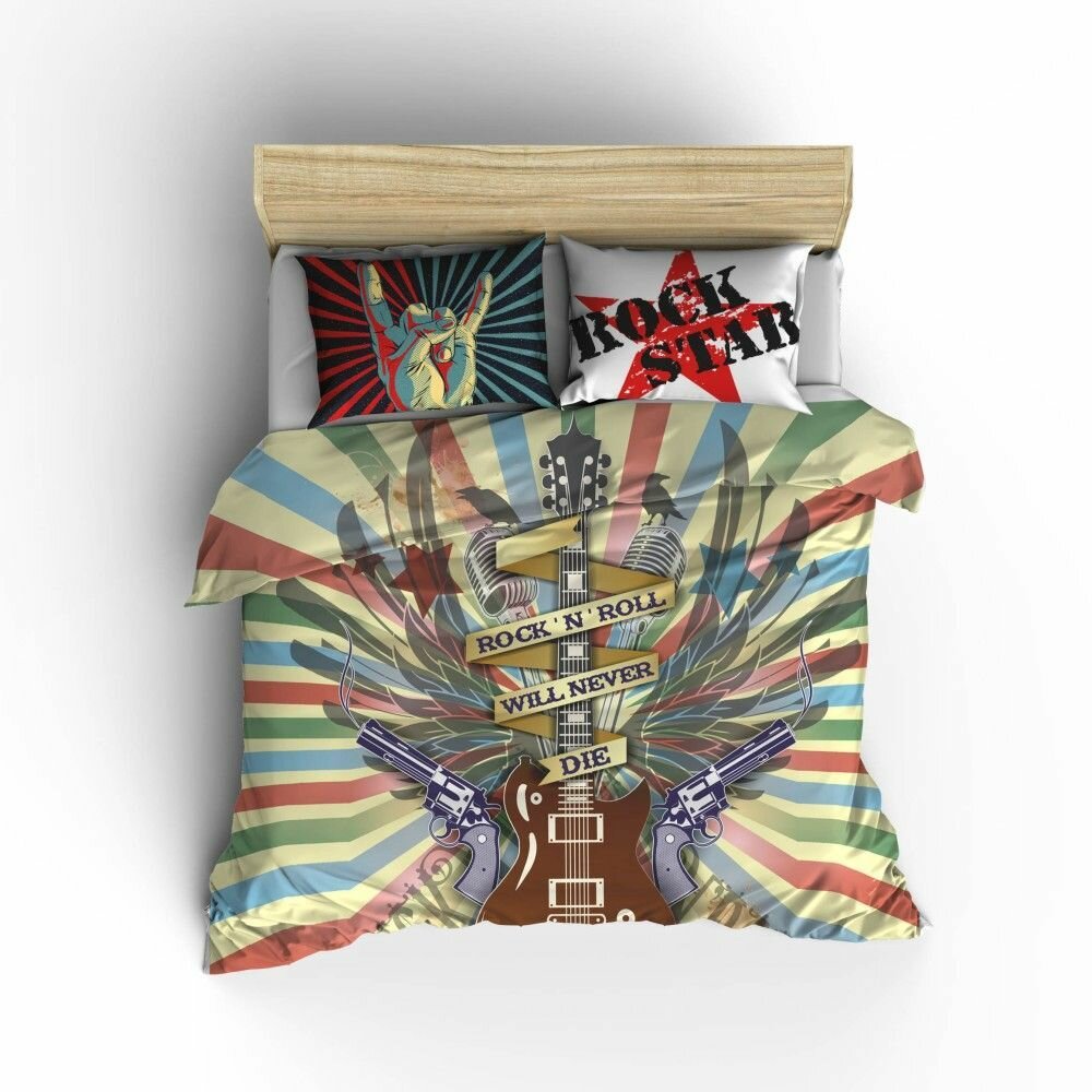 Арт комплект постельного белья Рок-н-ролл 1.5 спальный, 50/70