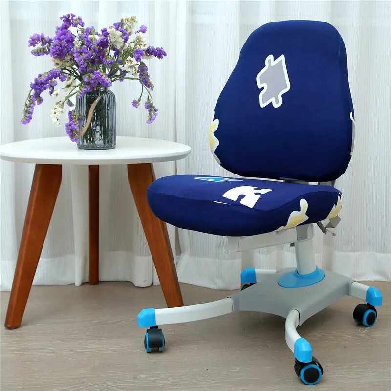 Детские чехлы на стулья, 2 шт, полиэстер/спандекс Синий, Color 23