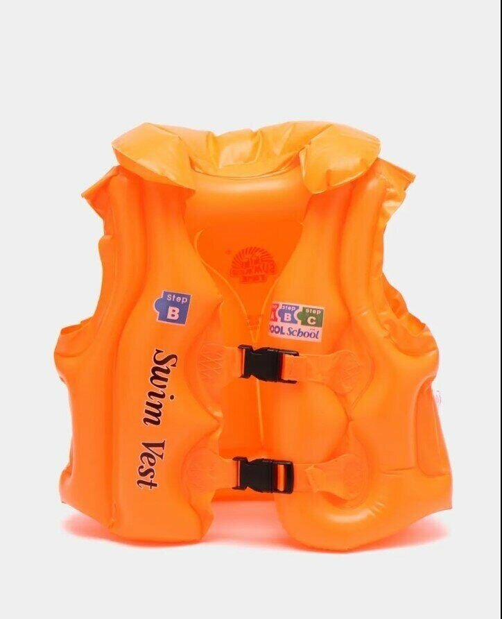 Жилeт для плавания детский, надувной жилет дeтский, спасательный, размер M, оранжевый