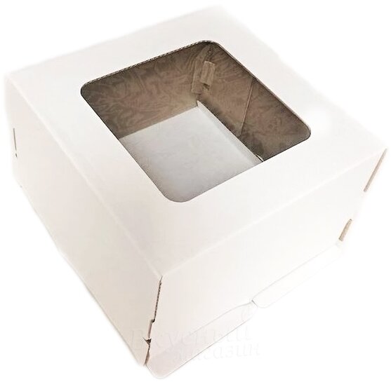 Упаковка для торта на 3-4 кг. 30x30x30 высокая с окошком Сладкий мишка Sweet bear (Набор из 5 шт.)