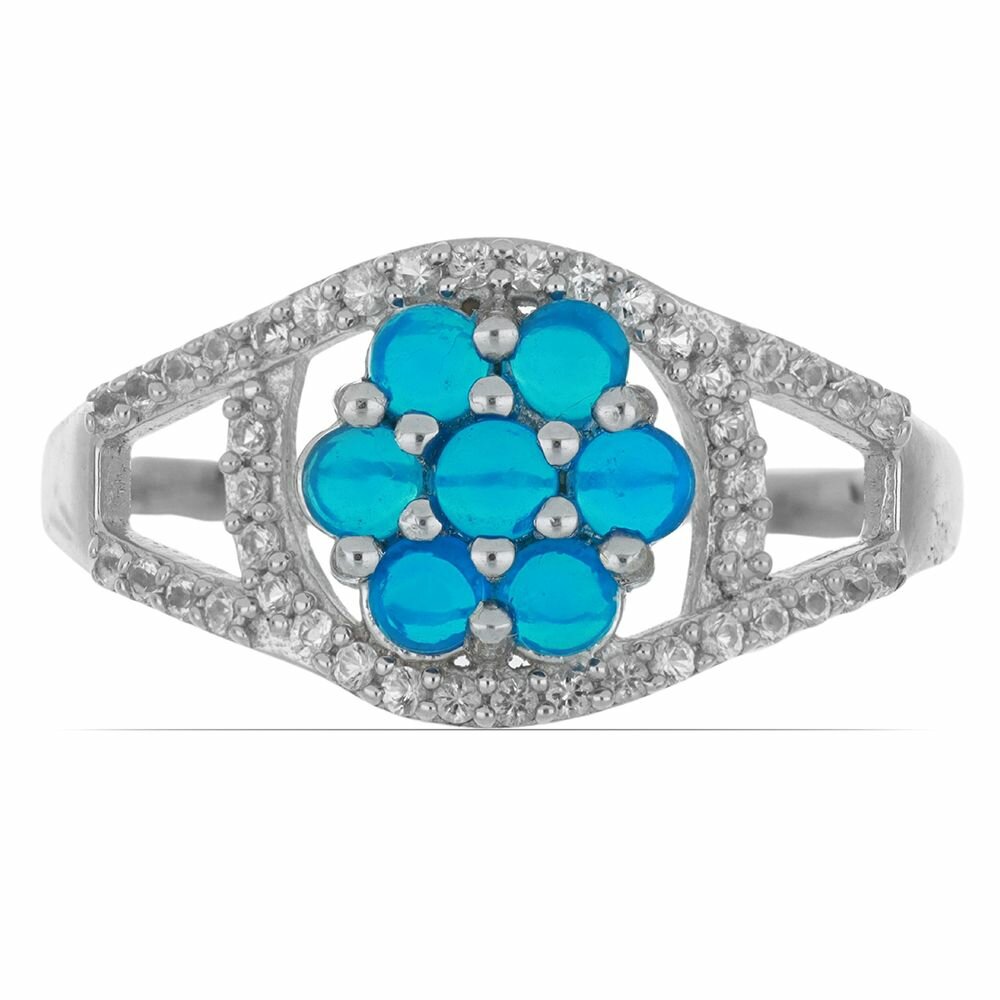 Кольцо, серебро, 925 проба, родирование, топаз, опал