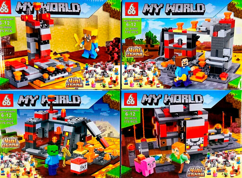 Конструктор Майнкрафт Рудники красного камня 4в1 66065 666 MY WORLD, 175-176 деталей