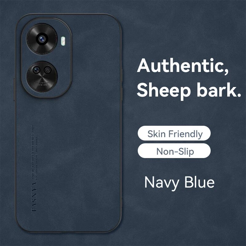 Чехол Huawei Nova 12 SE, темно-синий, из натуральной овечьей кожи