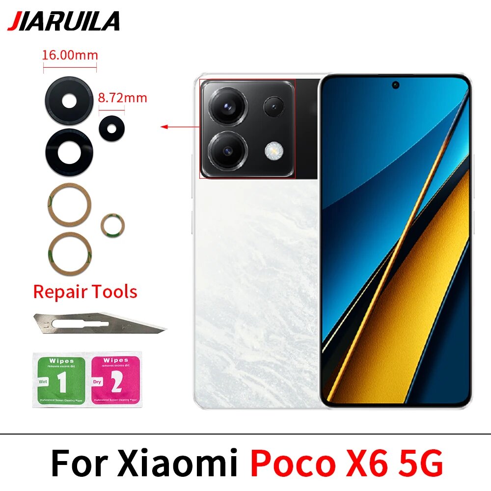 Новая Стеклянная линза задней камеры с клеевым слоем для Xiaomi Poco X6 M6 5G C31 C50 For Poco X6 5G