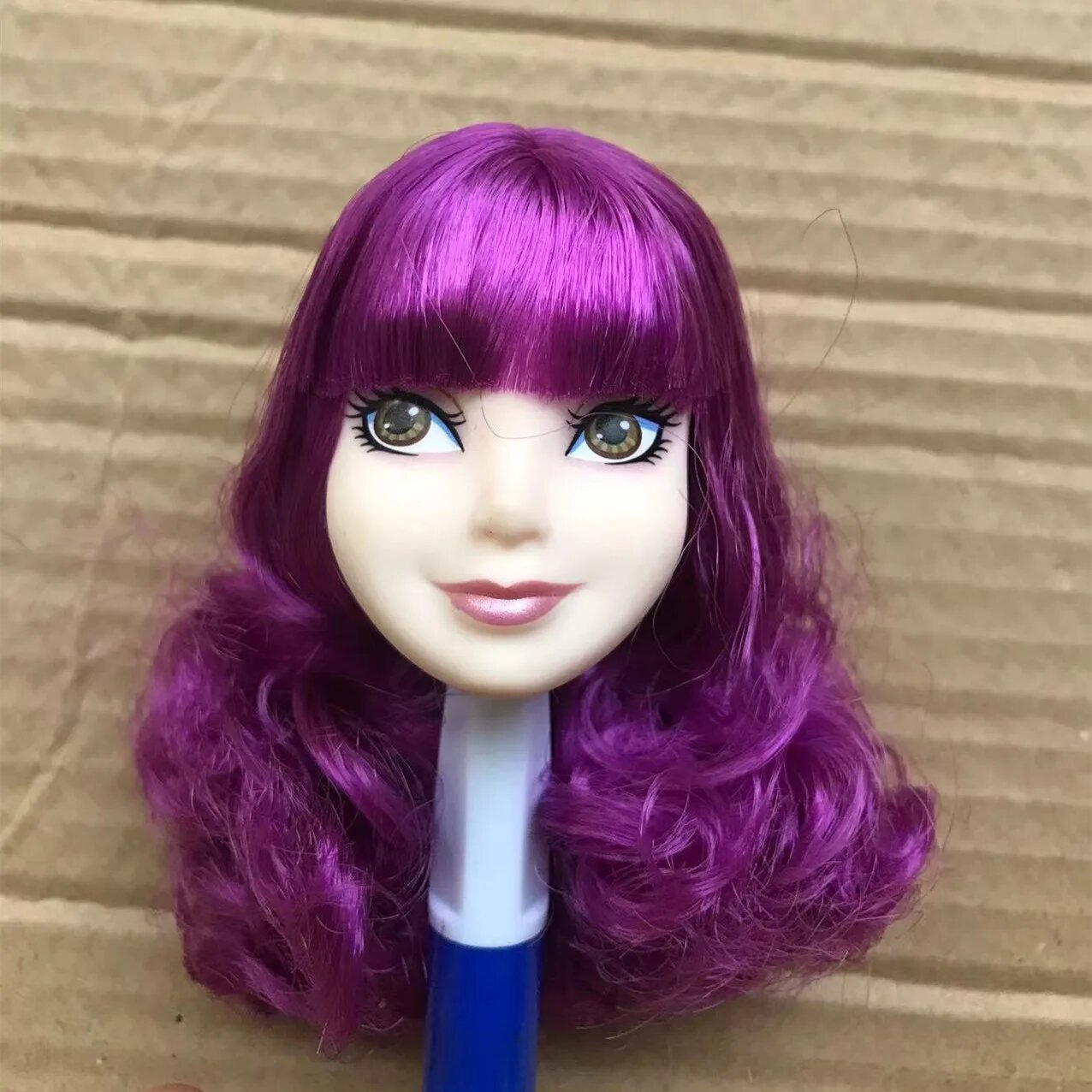 Кукольная голова принцессы ROUND YUAN Фиолетовый, purple hair head