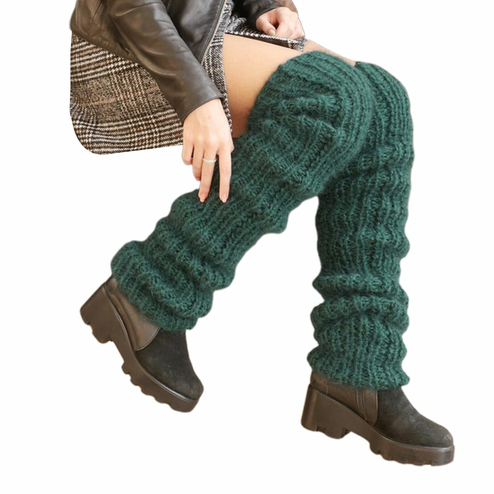 Мохеровые носки с длинным ворсом-зеленый