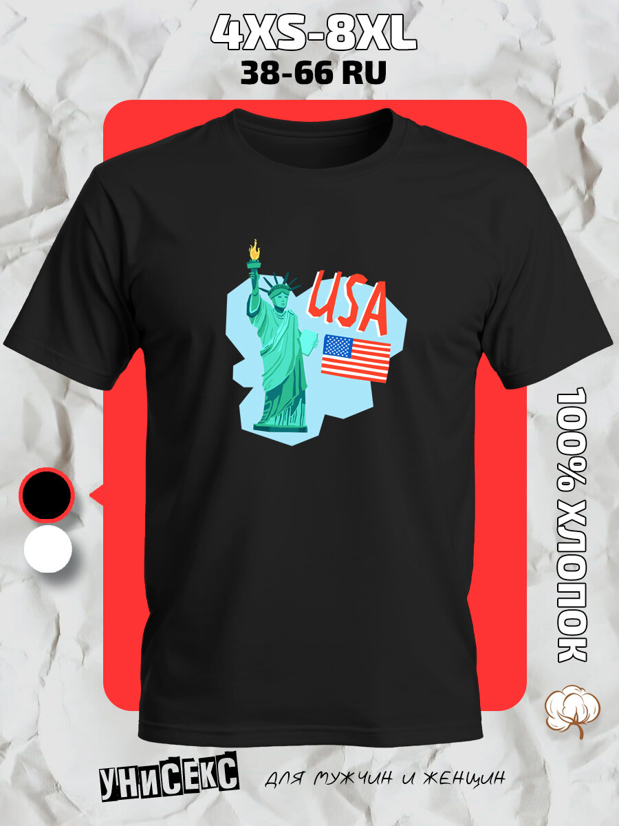 Футболка с принтом США флаг со статуей свободы