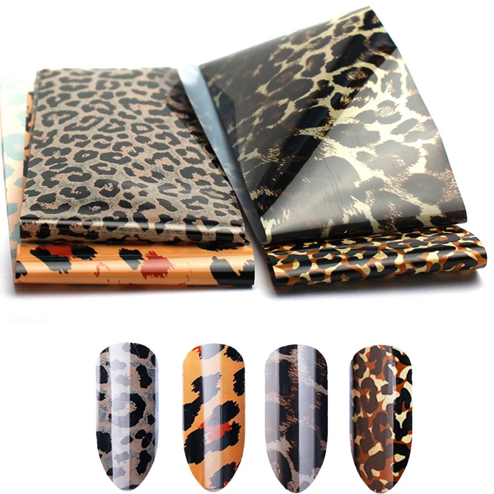 16 шт, набор голографической фольги для ногтей, звездная переводная наклейка 20*4 см, лазерные цветы, леопард, смешанный дизайн, наклейка, сделай сам, украшение для дизайна ногтей