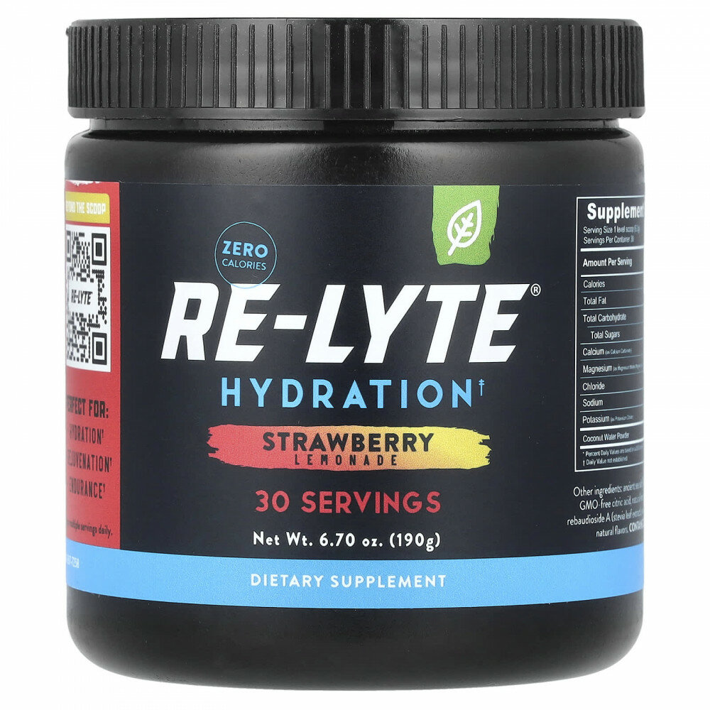 Redmond, Re-Lyte®, увлажнение, клубничный лимонад, 190 г (6,70 унции)