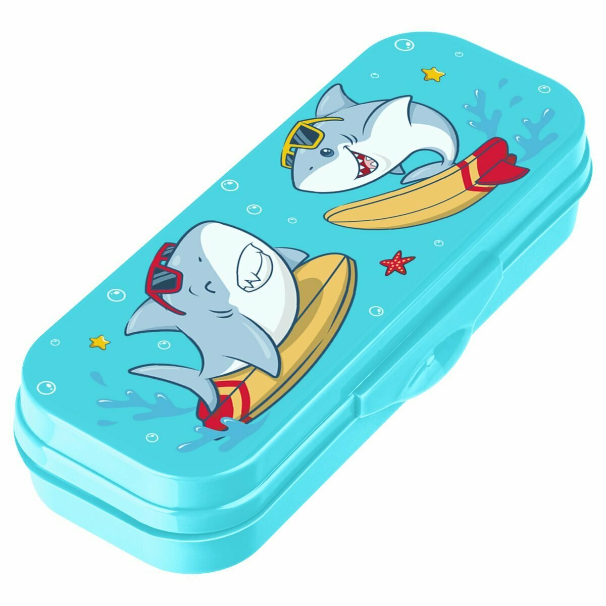 Пенал-футляр Стамм "Акулы", 215x90x43мм, голубой (ПН-31470), 15шт.