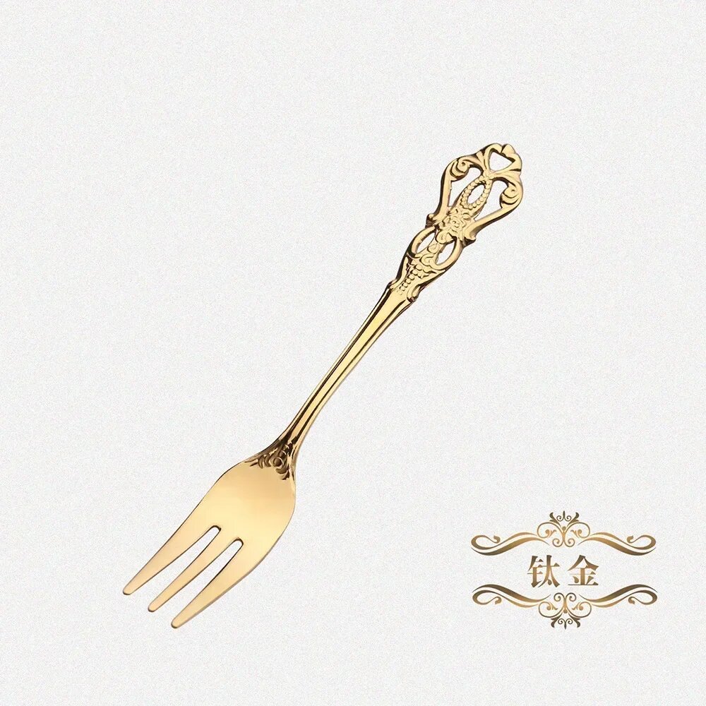Золотая мини-ложка из нержавеющей стали Szkoy Бежевый, Gold Fork