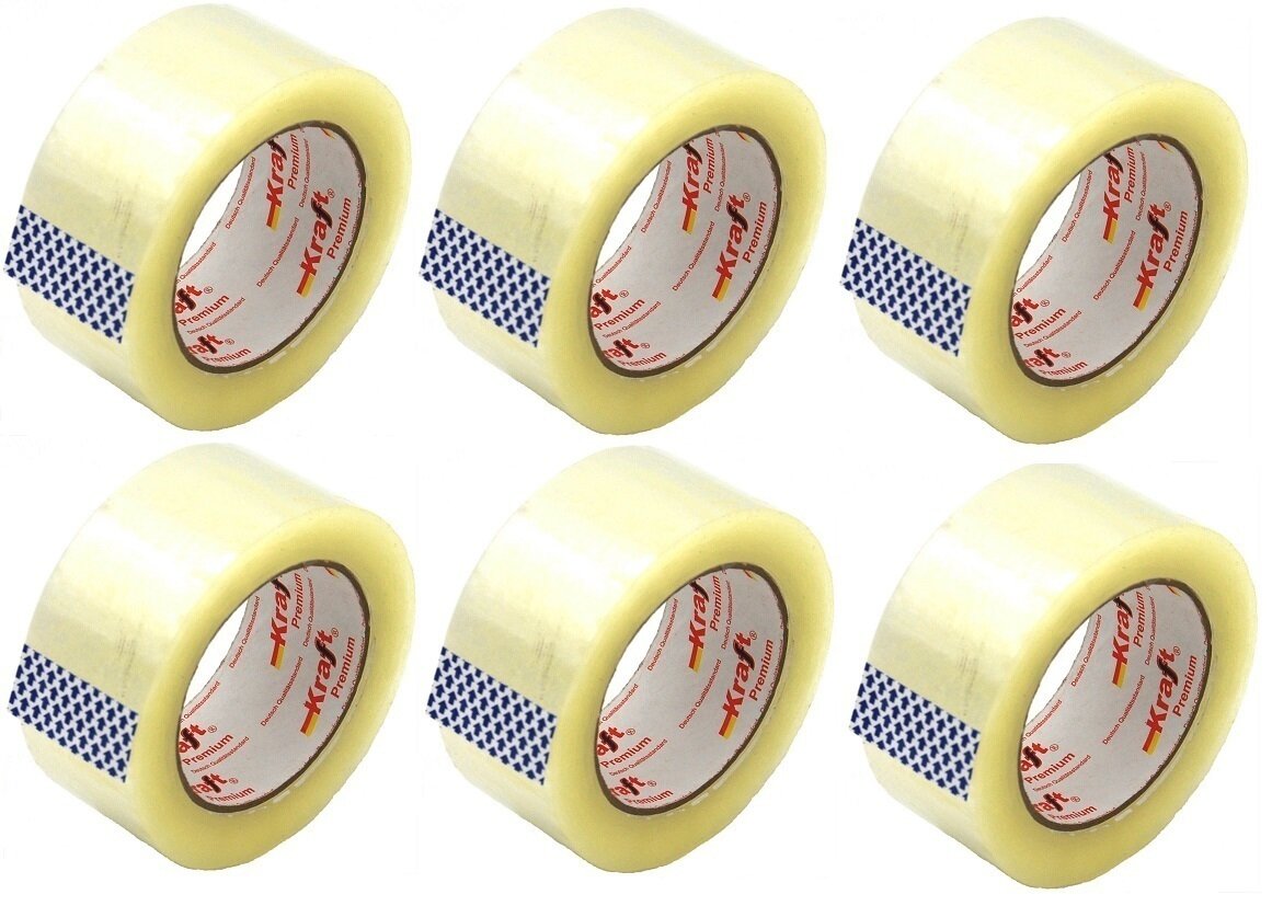 Клейкая лента(скотч) упаковочная прозрачная 48 мм * 120 м, 45 мкм 6 шт