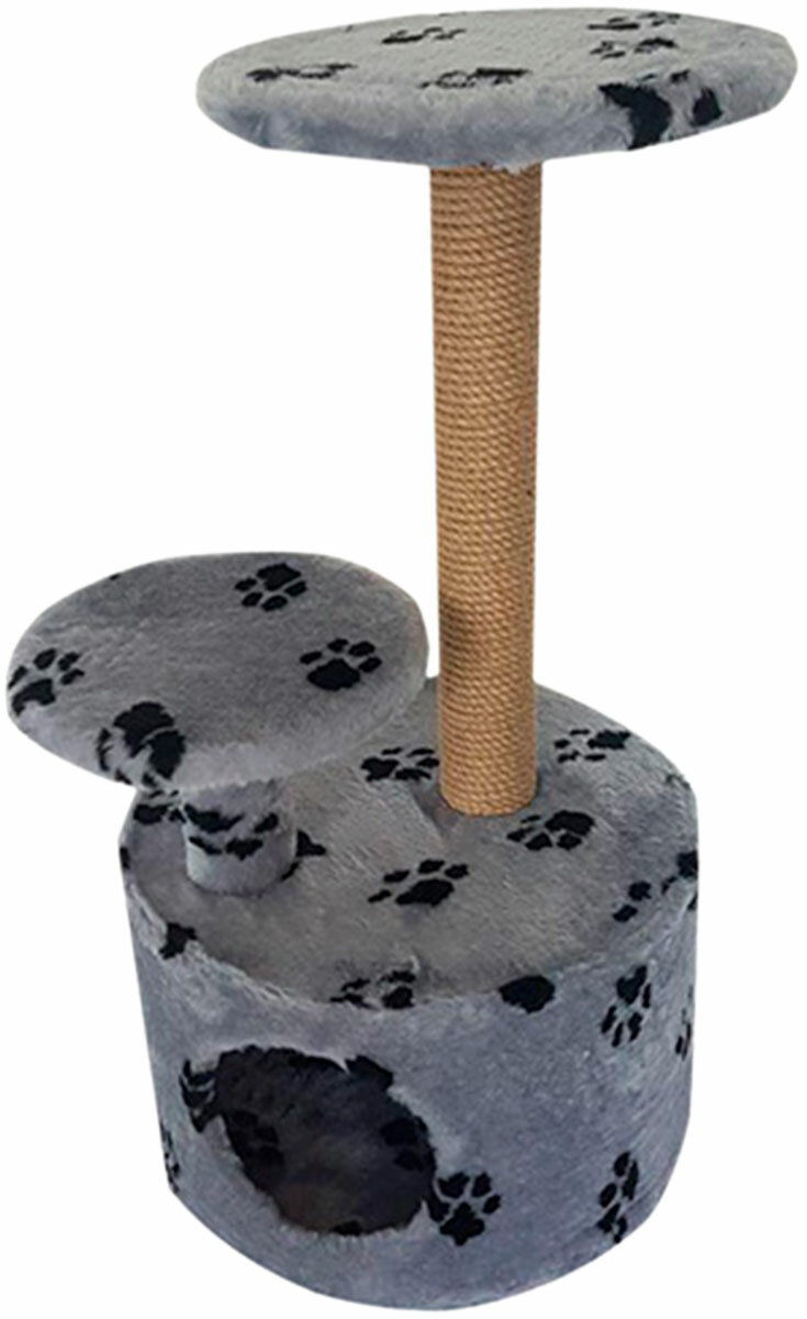 Домик Круглый со ступенькой Пушок мех светло-серый с лапками (1 шт)