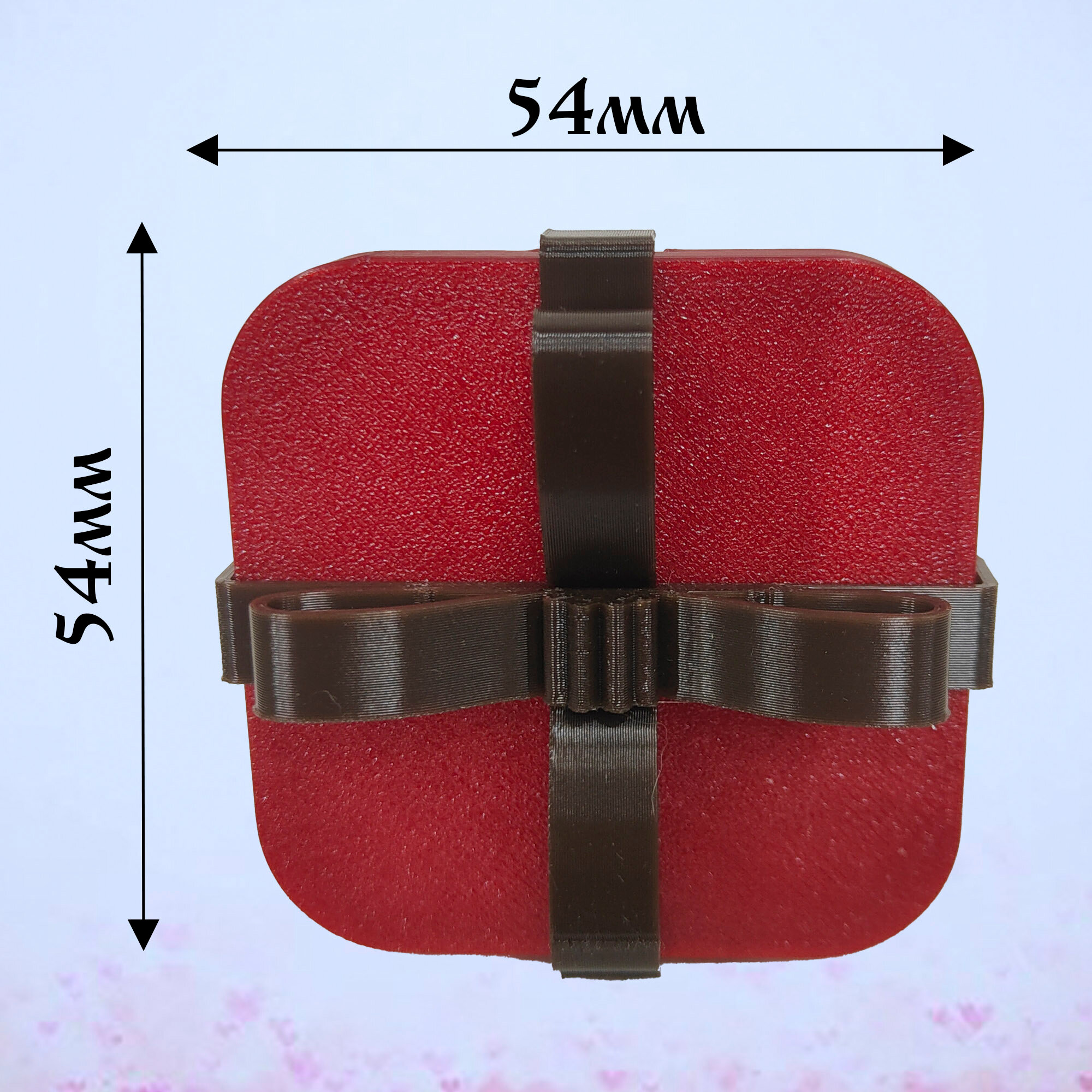 Подарочная коробка "Бант", пластик, коричнево-красная, 54x54x20 см