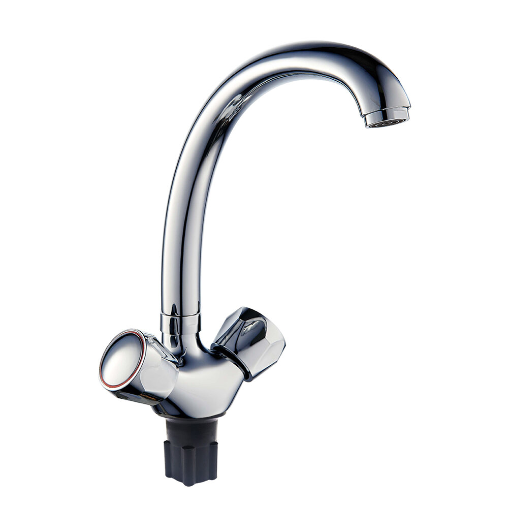 Смеситель ROEGEN RR024B, для кухни, двухзахватный, поворотный излив, серебристый