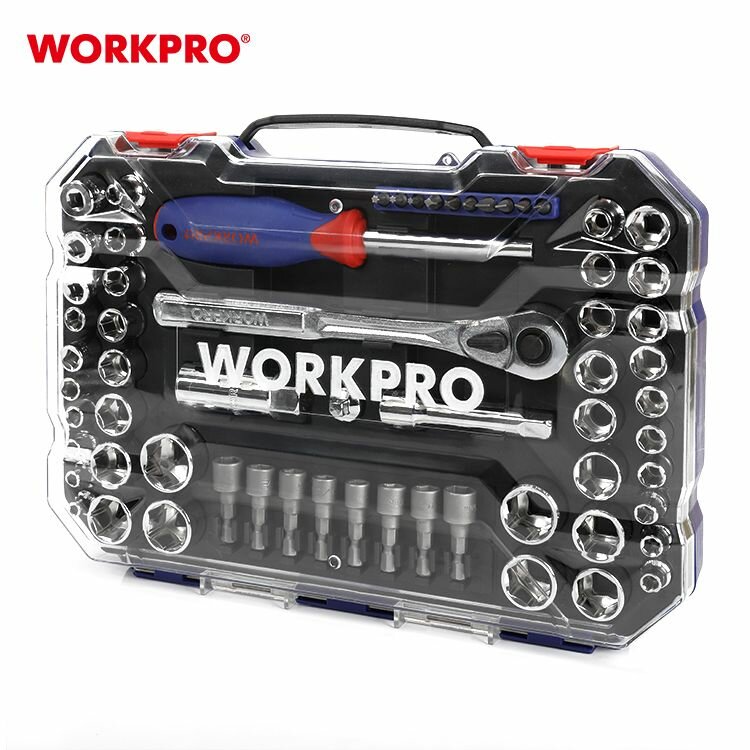 Набор торцевых головок и бит с трещеткой 63шт WORKPRO