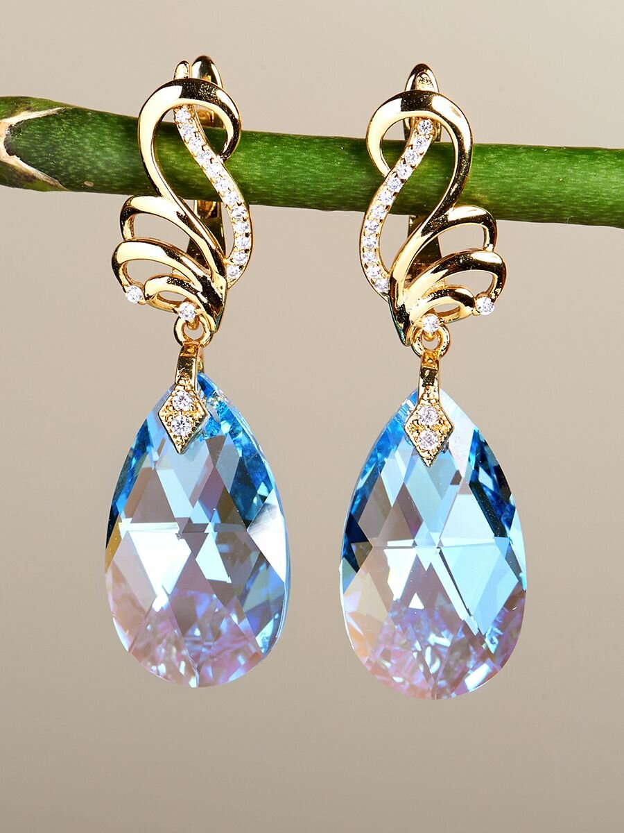 Серьги, стекло, кристалл, кристаллы Swarovski
