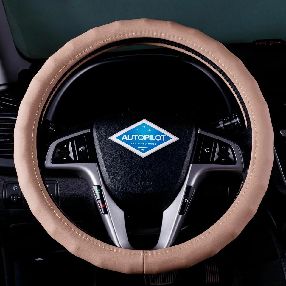 Оплетка, чехол (накидка) на руль Чери Тигго 7 Про Макс (2022 - 2026) внедорожник 5 дверей / Chery Tiggo 7 Pro Max, Экокожа, Бежевый