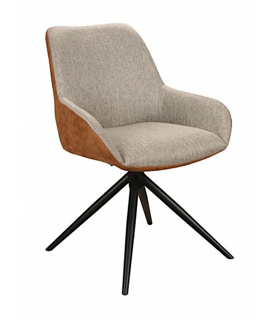 DC242 Стул мягкий поворотный 180, серо-корич.(MB-801 Match/PK970-5), металл черн. Круглый