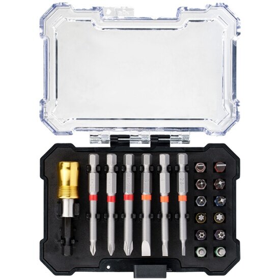 Набор бит Kolner 19 предм, KBITS 19C, бита 25мм (6,35мм) 12шт, бита 65мм (6,35) 6шт, битодержатель (кейс)