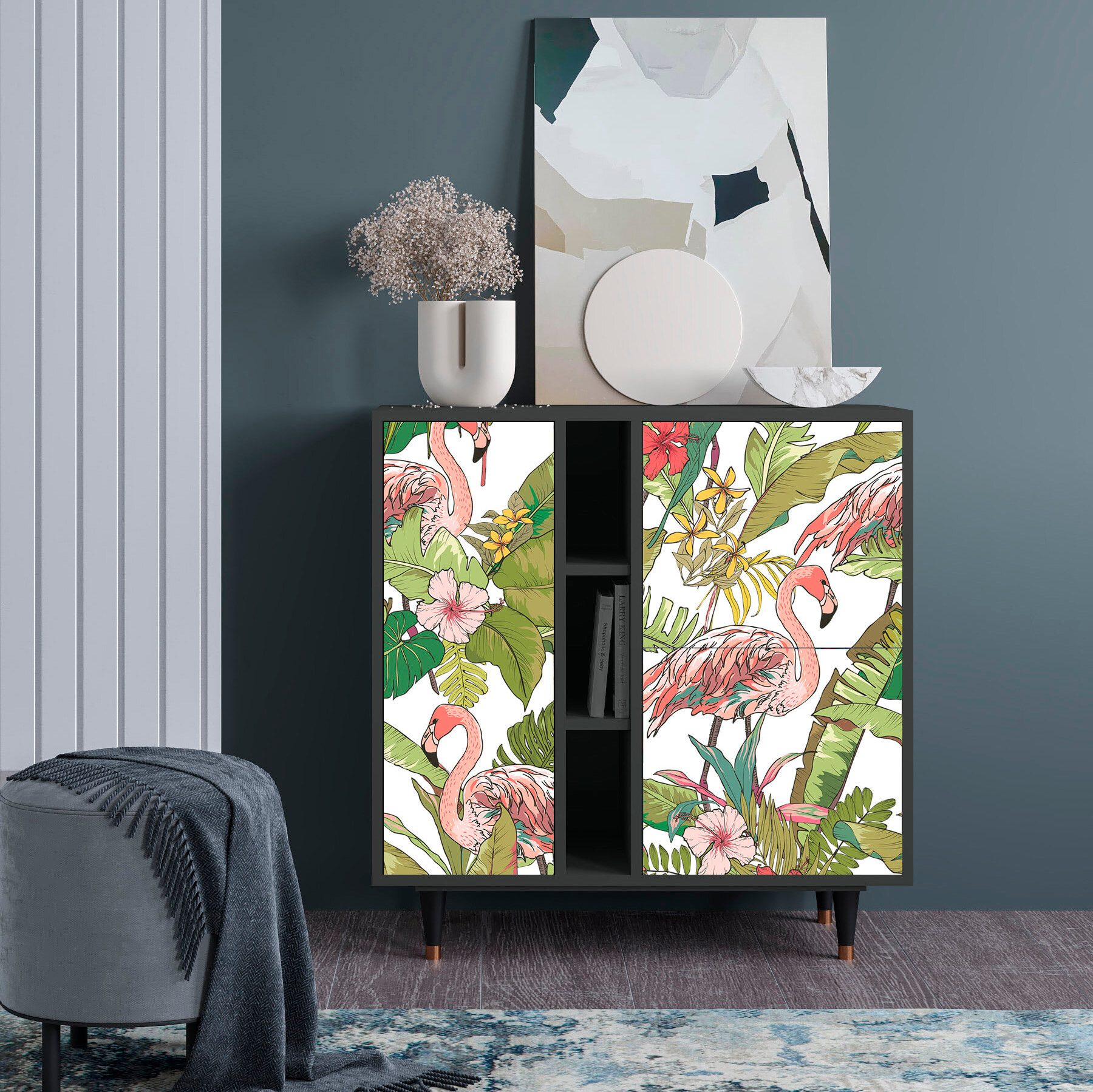 Комод - STORYZ - BS5 Sweet Flamingo, Размер - 94 x 96 x 41 см, Цвет корпуса - , Антрацит