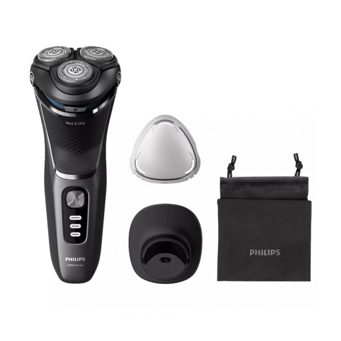 Электробритва роторная Philips S3343/13, 9 Вт, влажное и сухое бритье, черный