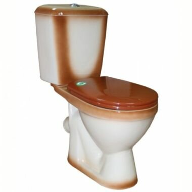 Унитаз компакт ROSA Лира косой выпуск, коричневый декор