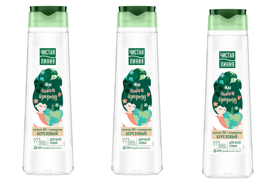 Чистая Линия Шампунь для волос Березовый, для всех типов волос, 400 мл - 3 шт