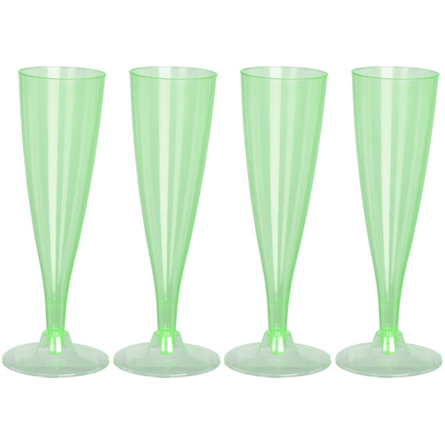 Пластиковые бокалы для шампанского Кристи 24 см зеленые, 4 шт, 150 мл, Koopman, 178000450-2
