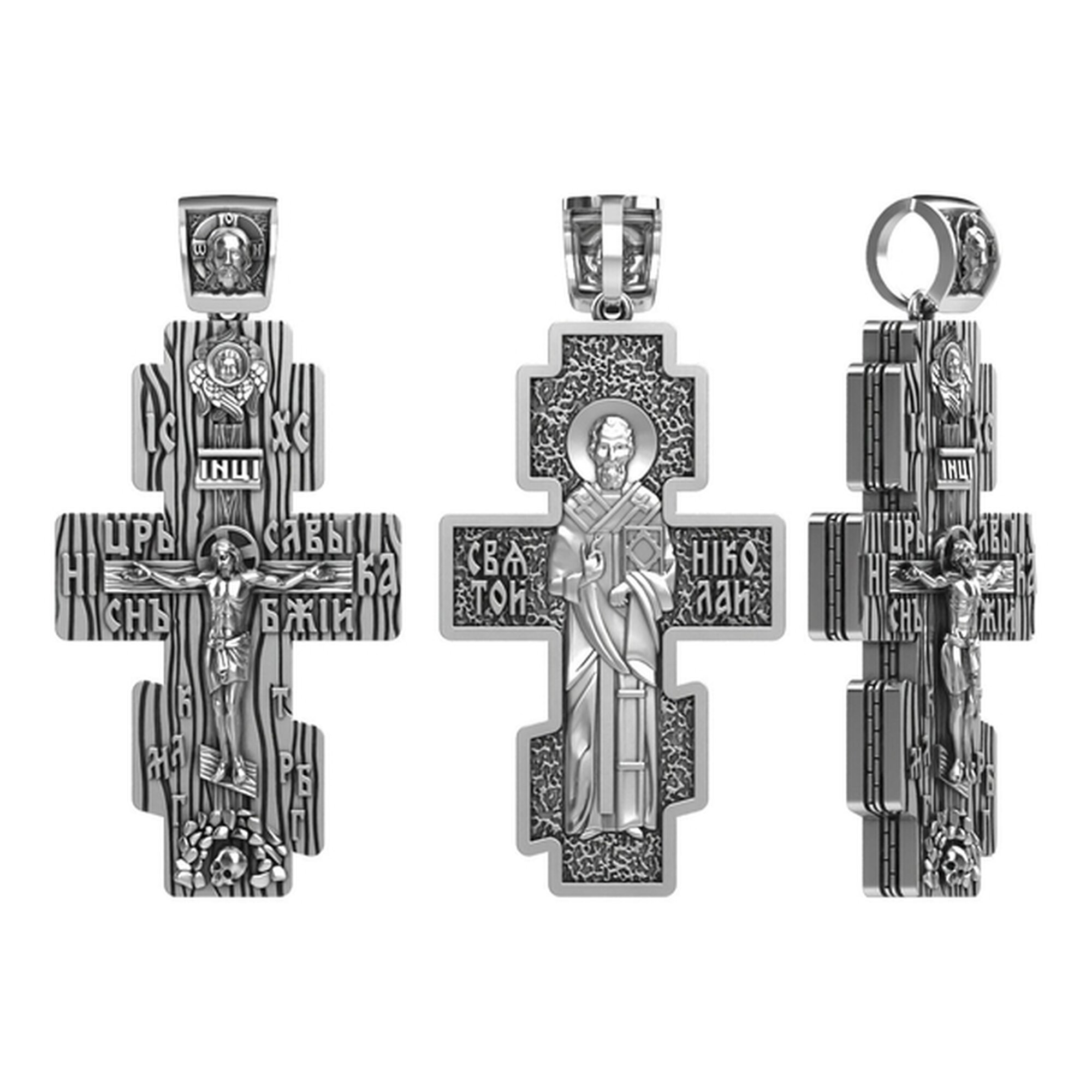 Крестик, серебро, 925 проба, чернение