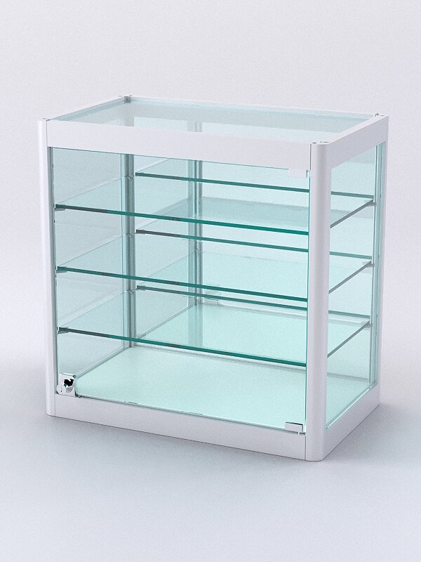 Витрина из профиля настольная "вайб" №4-3П-З-300 (задняя стенка Зеркало), Белый